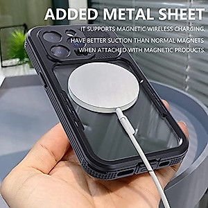 Nowvnvuy iPhone 14 Pro Max Waterproof Case with Screen Protector, Full Body Heavy Duty Protection Magnetic Case, Shockproof, Dustproof, Snowproof Case for iPhone 14 Pro Max 6.7 Inch (Black)