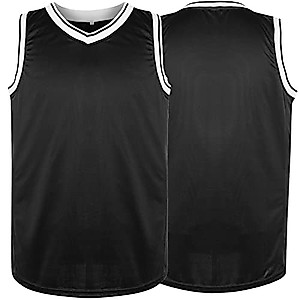 MESOSPERO Blank Basketball Jersey Reversible Men's Mesh Athletic Sports Shirts Training Practice S-3XL (XX-Large, Black)