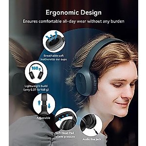 Edifier W600BT Wireless Over-Ear Headphones, Bluetooth V5.1, Crystal Clear Call, 40mm Drivers, 30H Playtime, Connect to 2 Devices, Built-in Microphone, Lightweight, for Travel, Home, Office - Black