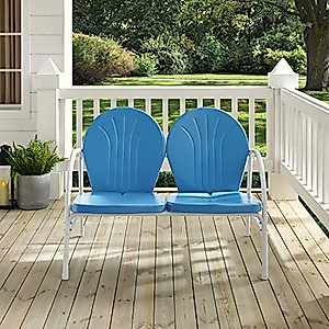 Crosley Furniture Griffith Metal Outdoor Loveseat, Sky Blue