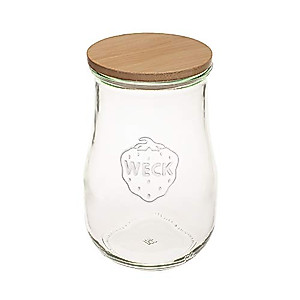 YeegfeyA Weck Jars - Weck Tulip Jars 1.5 Liter - Sour Dough Starter 2 Jars w/Wooden Lids