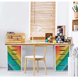 Decals for Alex Drawers in Rainbow Stripe Pattern, Self-Adhesive Decals, Peel and Stick Furniture Stickers/Decals, Removable Furniture Skin for the Alex Unit, FURNITURE NOT INCLUDED (for 5-drawer unit, Reversed Rainbow Stripe)