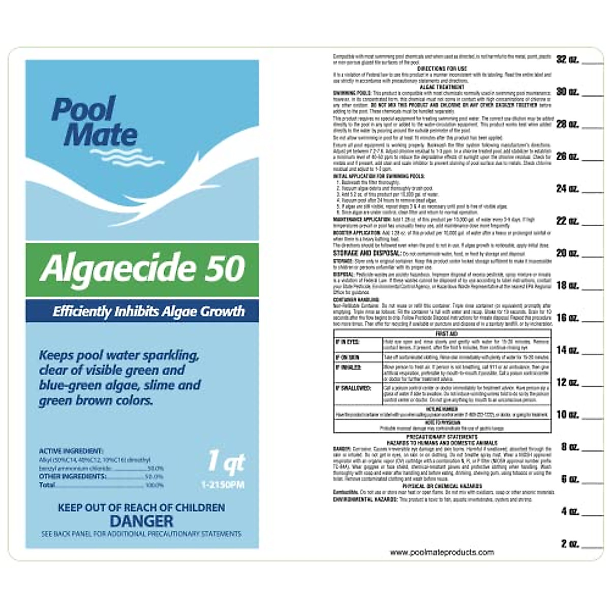 Pool Mate 1-2150-04 50 Pool Algaecide, 4-Pack