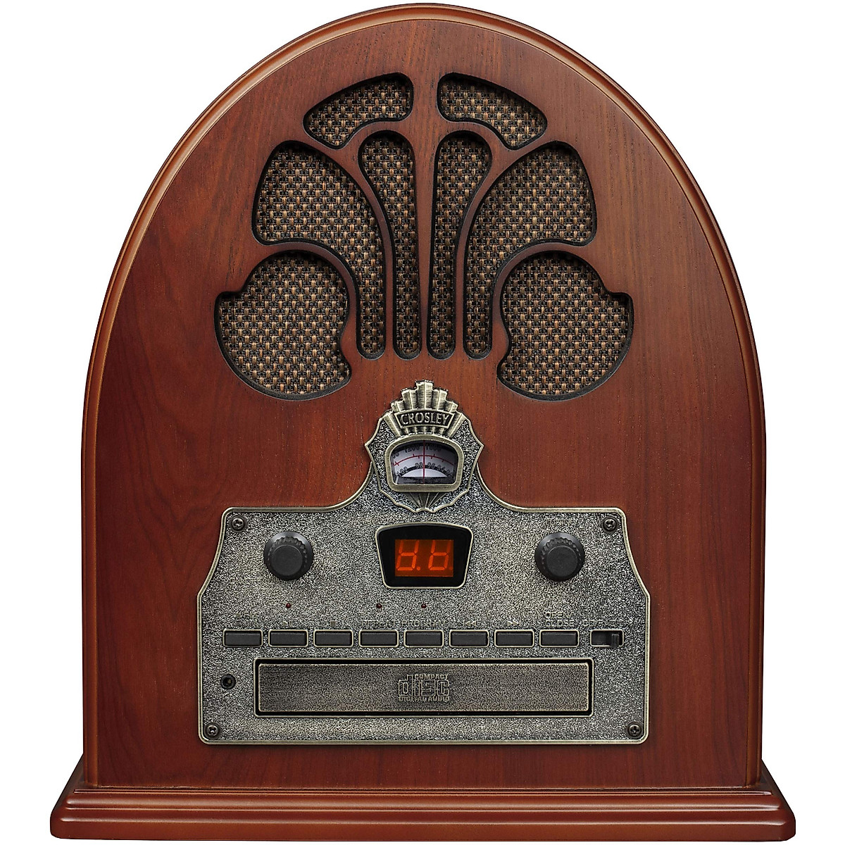Crosley CR32D-PA Cathedral Retro AM/FM Tabletop Radio with Bluetooth Receiver and CD Player, Paprika
