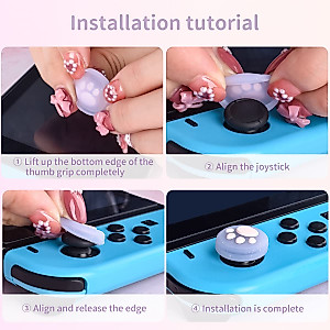 DLseego Cute Crystal Cat Claw Design Thumb Grip Caps Design for Switch & Switch Lite & Switch OLED, Joystick Cap Soft Silicone Cover – Crystal Pink&Purple