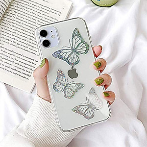 LUSAMYE Compatible with iPhone 12 and iPhone 12 Pro Case with Screen Protector,Clear Cute Butterfly Design Soft TPU Electroplated Cover Bling Glitter Cool Slim Trendy Pattern for Girl Women Phone Case