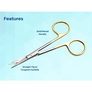 Surgical Scissors 4.5" Straight with Tungsten Carbide Inserts Embroidery Craft