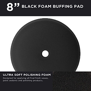 TCP Global 8" Black Extra Fine Foam Finishing Grip Pad Final Buff Polish Wax - Hook & Loop