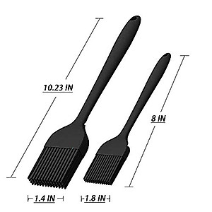 KitsKap Silicone Basting Brush 2 Pcs Pastry Brush for Oil, BBQ, Grill Barbecue Sauce Baking Brushes (Black)
