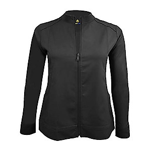Natural Uniforms Women's Ultra Soft Stretch Zip Up Scrub Jacket (Black, 2X-Large)