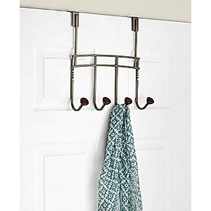 Spectrum Diversified Cambridge Over The Door 4 Hook Rack for Storage and Organization of Entryway Bedroom, Coffee/Graphite