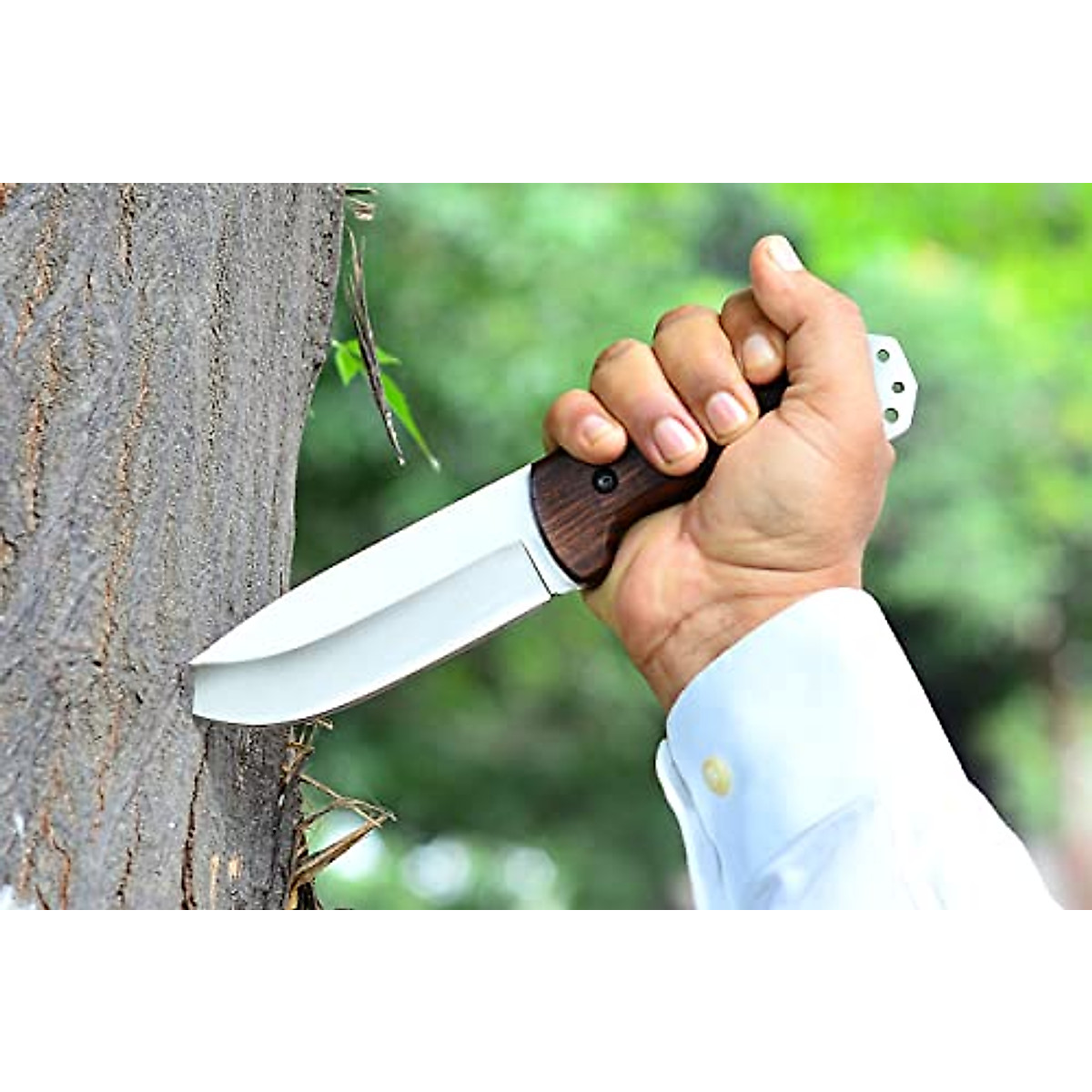 ALZAFASH Handmade Horizontal Carry Knife with Honing Steel , Hunting Knife with Sharpening Steel