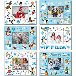 Capoda 24 Pack Winter Picture Craft Kits, Snow DIY Paper Photo Frames Craft for Kids, Falling Snow Craft for Kids Home School Game Activities Winter Christmas Party Favors, 6.3 x 4.7 Inches (Fresh)