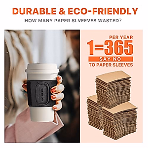 Coffee and Drinks Heated Sleeve Reusable Coffee Warmer with Portable USB Fast Charging Heats Cups, a Drink Holder with an Adjustable Sleeve, Type C USB Cable Included (Black)