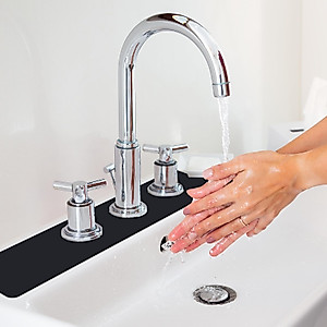 2 Pcs Bathroom Sink Splash Guard- Faucet Mat for Kitchen Sink 3 Holes, Freely Cutting Splash Guard Behind Faucet Drip Catcher for Kitchen for mat Sink in Kitchen,Bathroom,RV and Camper