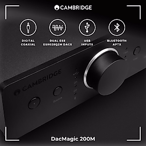 Cambridge Audio DacMagic 200M - MQA HiFi DAC and Headphone Amplifier with Bluetooth - PC/MAC Support with USB Connection - Handle Digital Files up to 24/768 or DSD512 - Special Edition Black