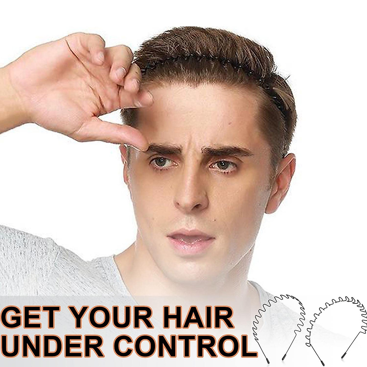 COSHONWOL 4 Pack Metal Headbands for Women Men, Fashion Unisex Black Hairband Spring Wave Sports Headwear Hair Hoop Hair Accessories