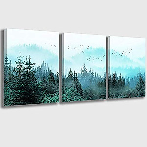 Mofutinpo Canvas Wall Art Fresh Fog Forest Modern Nature Wall Decor for Bedroom Bathroom Living Room Stretched and Framed Ready to Hang 12x16 Each Panel