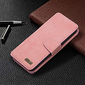 Fansipro Zipper Wallet Folio Case for SAMSUNG Galaxy A40, Premium PU Leather Slim Fit Cover for Galaxy A40, 4 Card Slots, 1 Transparent Photo Frame Slot, Anti-Scratch, Pink