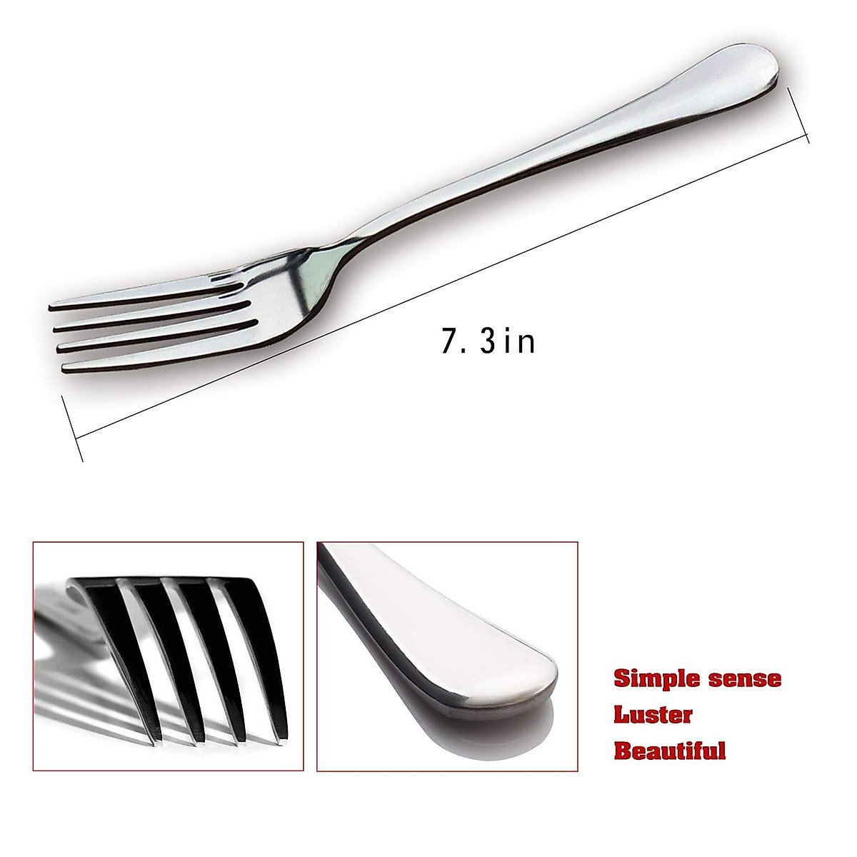Stainless Steel Dinner Fork 7.3 Inch (8 Pcs)