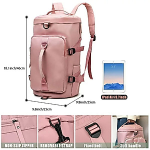 Nezebelle Gym Dance Cheer Sports Duffle Duffel Bag Women Men – Travel Backpack Shoe Compartment Waterproof Multi-Functional Large Capacity Durable Track Gymnastics Bag – Black, Blue, and Pink (Pink)