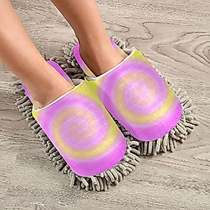 Kigai Microfiber Cleaning Slippers Simple Art Blurred Washable Mop Shoes Slipper for Men/Women House Floor Dust Cleaner, Size M