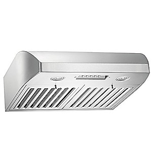 KOBE CHX2230SQB-1 Brillia 30-inch Under Cabinet Range Hood, 3-Speed, 680 CFM, LED Lights, Baffle Filters, Stainless Steel
