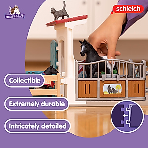 Schleich Horse Club — 34-Piece Stall Playset, Stable Play Set Extension with Mare and Foal Figurines, Toys for Girls & Boys Ages 5+