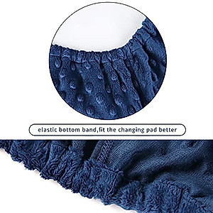 Porune Baby Changing Pad Cover,Water Resistant and Ultra Soft Comfortable Velvet Minky Dot Diaper Changing Table Covers for Baby Girls and Boys,Fit 32”*16” Pads(Poseidon)