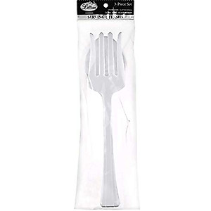 Lillian Tablesettings 3 in 1 Pack of 3 Plastic Serving Utensils, 2.5 x 2.5 x 11.5 inches, Pearl White (65909)