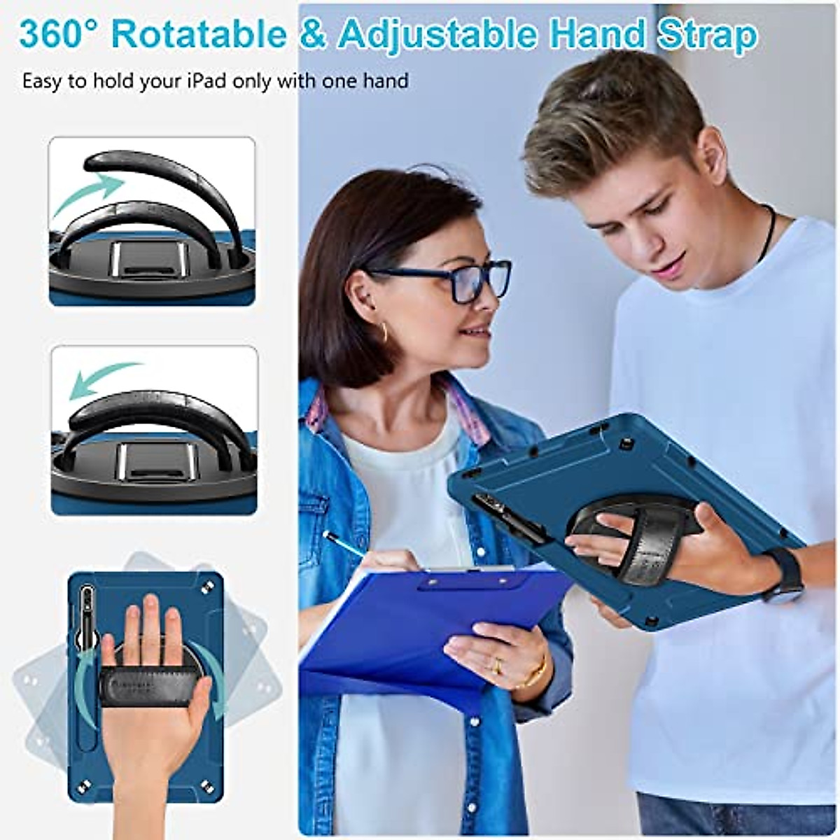 Case for Samsung Tab S7/S8 11 Inch 2022: Military Grade Shockproof Protective TPU Cover for Galaxy Tablet S7 11 Inch 2020 W/Stand - Handle - Shoulder Strap - S-Pen Holder -Blue