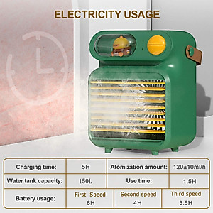 Portable Air Conditioner Fan, CEENFFO Personal Air Cooler 3-in-1 Mini Conditioner 3 Wind Speed, 3 Colors Desktop Air Conditioner with Handle for Home/Office/ Room/Outdoor