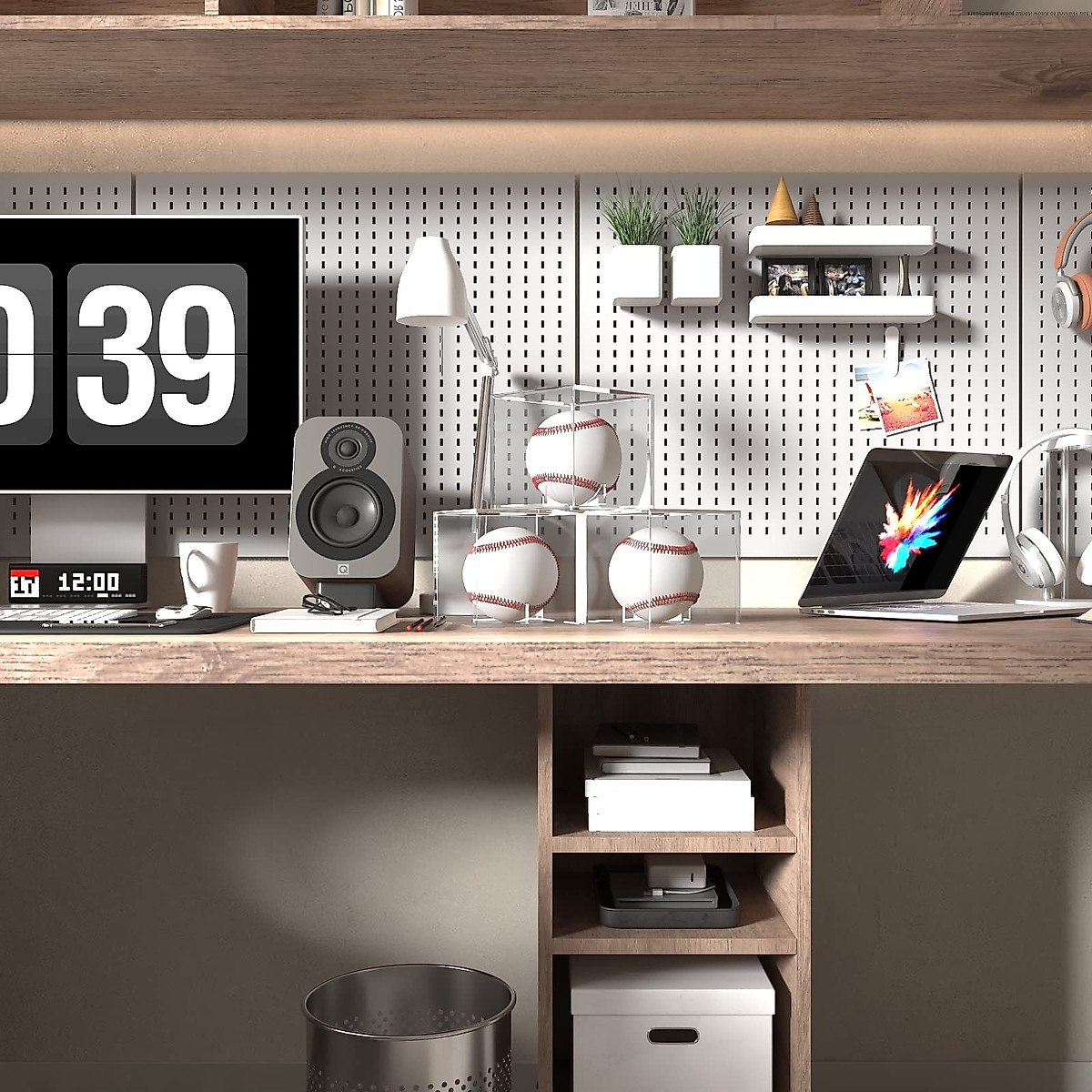 2 Pack Baseball Display Case Acrylic Cube Baseball Holder UV Protected Official Baseball Autograph Display Case Memorabilia Display Storage Box for Golf Tennis Billiard