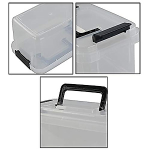 Teyyvn Plastic Mini Latch Box, Storage Bin with Locking Lids(Pack of 4, 2 L, Clear)