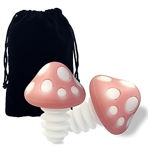 Pink Mushroom Wine Stoppers Mushroom-Shaped Bottle Plug Wine Bottle Stoppers Wine Accessories Kitchen Gadgets Kitchen Gift Set Creative Gifts Halloween Mushroom Decoration -2pcs Bottle Stoppers