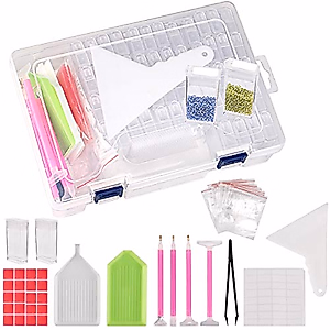 (113PCS) Diamond Painting Storage Containers, Portable Bead Storage Container,Reusable Diamond Storage Box with Tools, Diamond Painting Accessories kit.