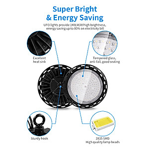 LED Garage Light, 185W 18500LM Plug in LED Shop Light, Linkable Garage Light with Plug Deformable 6 Panels, 6500K LED Garage Ceiling Lights for Garage, Warehouse, Barn, Basement Built-in ON/Off