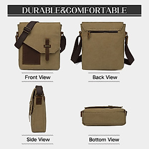 VASCHY Small Messenger Bag, Vintage Canvas Leather Lightweight Crossbody Bag