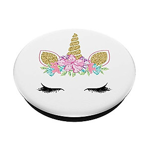 Cute Floral Unicorn Unicorn Face on White PopSockets PopGrip: Swappable Grip for Phones & Tablets
