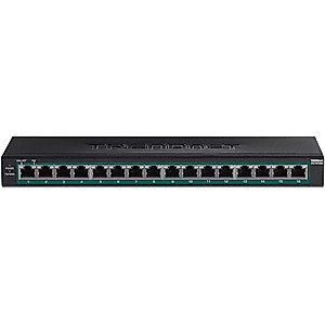 TRENDnet 16-Port Gigabit PoE+ Switch, TPE-TG160H, 123W PoE Power Budget, 32 Gbps Switching Capacity, Desktop Switch, Ethernet Network Switch, Metal, 1U 10" Rack Mountable, Lifetime Protection
