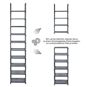 Hossejoy 10 Tier Shoe Rack, Metal Shoe Shelf Storage, Tall Vertical Storage Organizer Stand, Home Shoe Tower with Non-Woven Fabric for Narrow Space, Cloakroom, Entryway, Grocery Room (Grey)