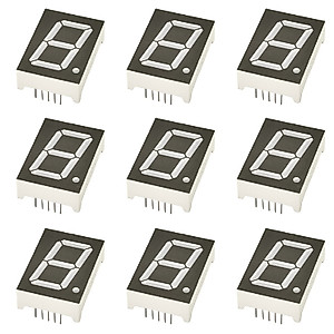 Bettomshin 10Pcs LED Digital Tube Common Cathode 10 Pin 1 Bit 1.34 x 0.94 x 0.31inch(LxWxH) 1" Red Display Digital Tube 10016AS