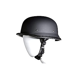 German Novelty Skull Cap, Basic Flat Black German Novelty Hat with Adjustable Chin Strap (L, Black)