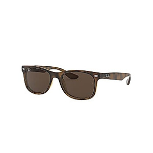 Ray-Ban Junior Kids' RJ9052S New Wayfarer Square Sunglasses, Havana/Dark Brown, 47 mm