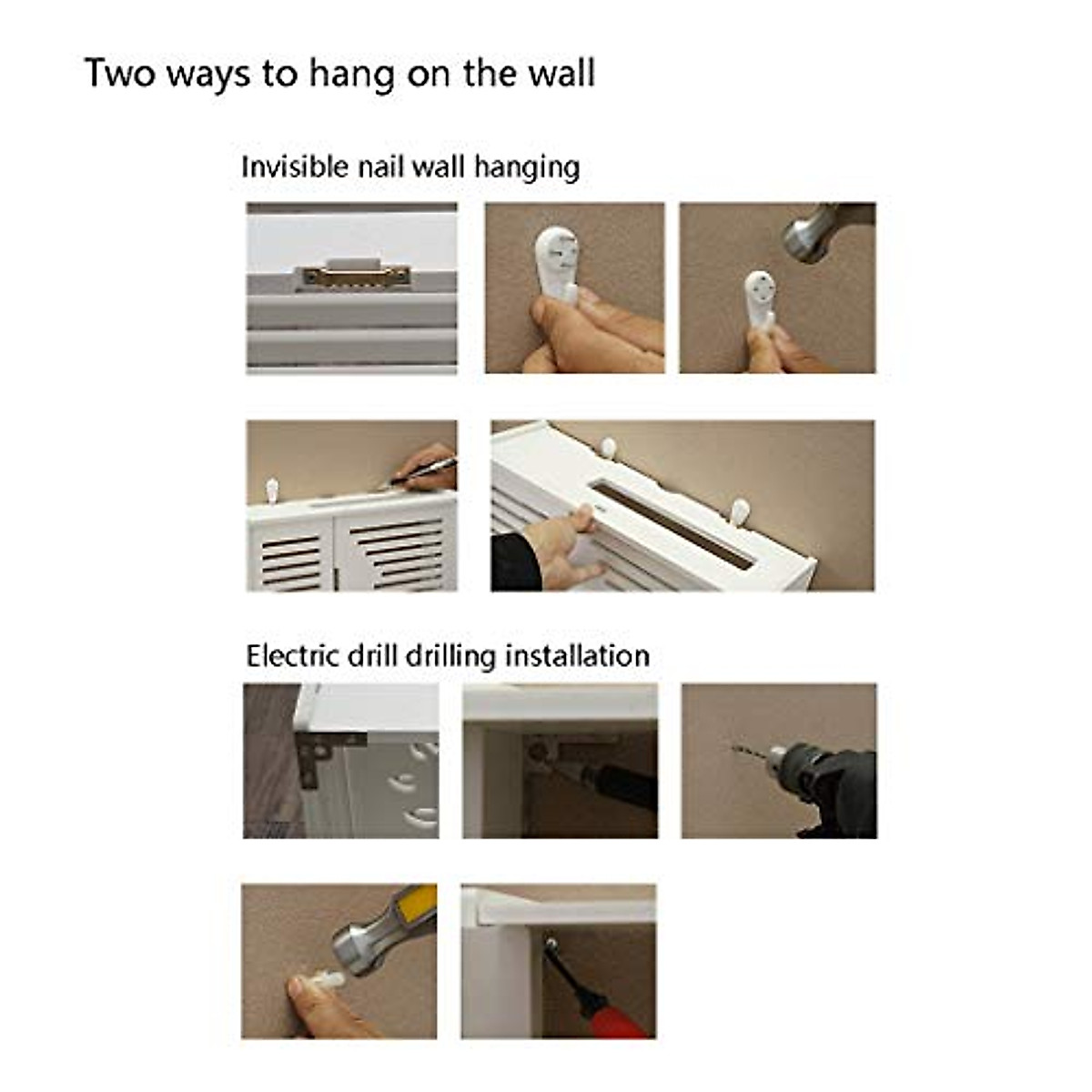 Good home White Wireless Router Storage Shelf Wall-Mounted WiFi Router Storage Box Socket Shielding Wire Finishing Wire Box Floating Shelf (Size : Inner Diameter 50cm)