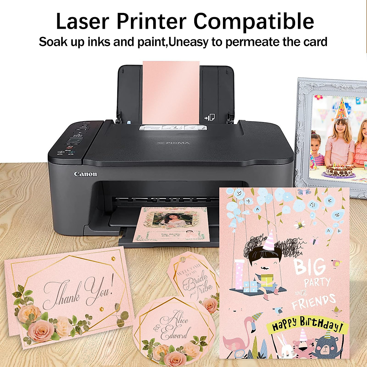 24 Sheets Pink Shimmer Cardstock 8.5 x 11 Iridescent Paper, Goefun 80lb Card Stock Printer Paper for Invitations, Certificates, Crafts, DIY Cards