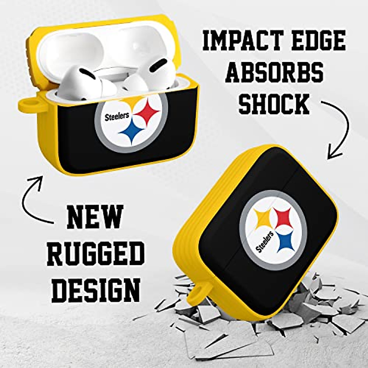GAME TIME Pittsburgh Steelers HDX Case Cover Compatible with Apple AirPods Pro 1 & 2 (Classic)