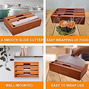 EVEKEI Foil and Plastic Wrap Organizer with Cutter, 3 in 1 Plastic Wrap Dispenser with Cutter, Aluminum Foil Organization and Storage, Saran Wrap Dispenser for Kitchen Wrap Organizer Fits 12" Roll