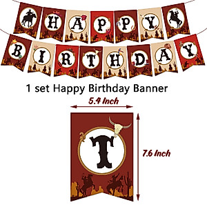 Western Cowgirl Party Supplies Including Horse Theme Happy Birthday Banner, Horse Hanging Swirls, Cake Toppers, Horse Balloon and Horse-Shaped Balloons for Horse Racing Party Retro Horse Rodeo Party