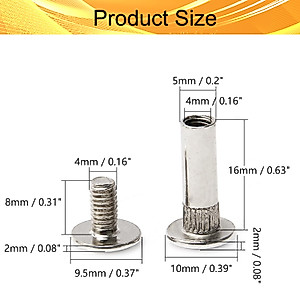 Juvielich 20 Sets Screw Post Fit for 3/16"(5mm) Hole Dia,Binding Screws Female M5x16mm Belt Buckle Binding Bolts Nut Leather Fastener for Scrapbook Photo Albums Binding DIY Enthusiasts